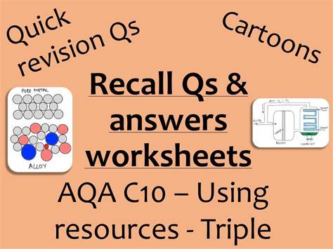 Aqa Chemistry Gcse C10 Triple Using Resources Recall Qs Teaching Resources