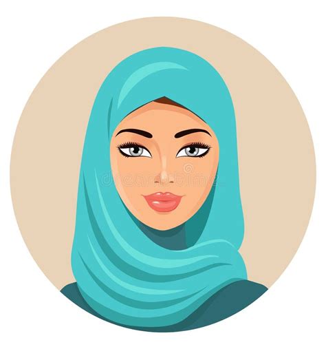 Face Of Arab Muslim Woman Vector Illustration Portrait Of Arab