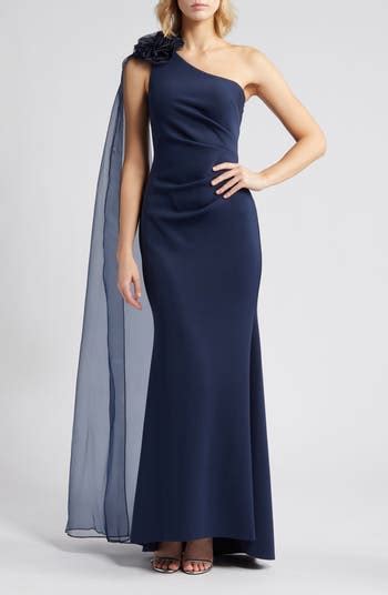 Eliza J One Shoulder Jersey Gown With Scarf Detail Nordstrom
