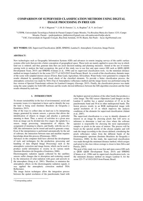 Pdf Comparison Of Supervised Classification Methods Using Digital