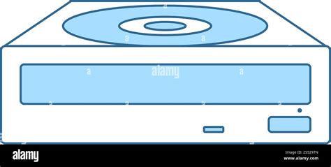 Cd Rom Icon Thin Line With Blue Fill Design Vector Illustration Stock