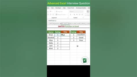Switch Function In Excel Switch Formula In Excel Excel Interview