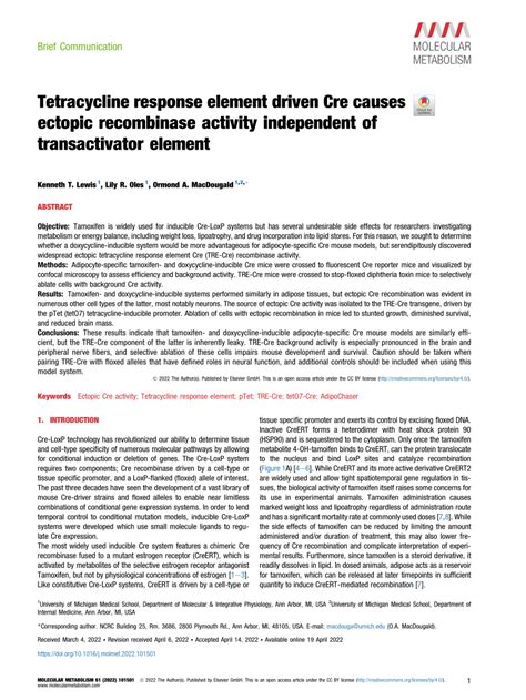 Pdf Tetracycline Response Element Driven Cre Causes Ectopic