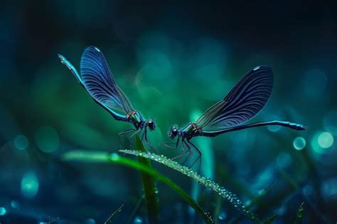 Premium Photo Mystic Portrait Of Damselflies Beside View Full Body