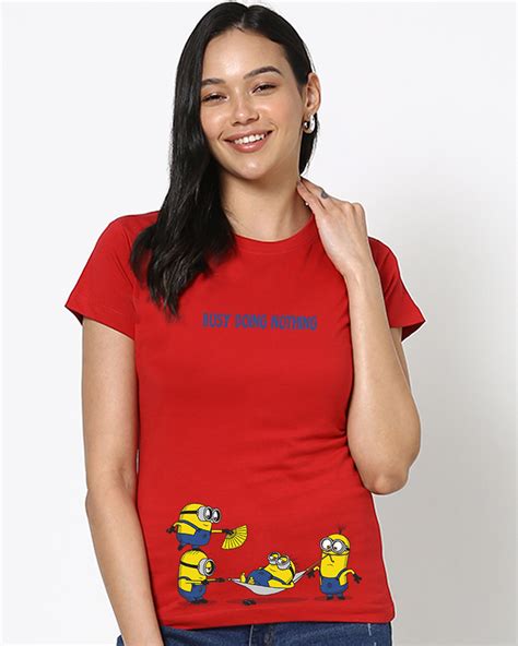 Buy Women S Red Busy Doing Nothing Slim Fit T Shirt For Women Red Online At Bewakoof