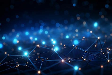 Premium Photo Tech Network Background With Blue Dot Lines Ai