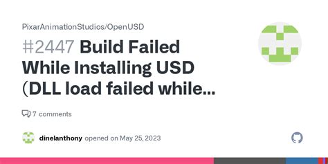 Build Failed While Installing Usd Dll Load Failed While Importing