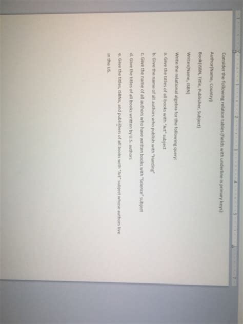 Solved Consider The Following Relation Tables Fields With