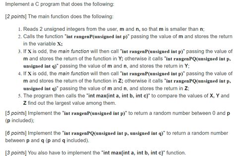 Solved Implement a C program that does the following: [2 | Chegg.com