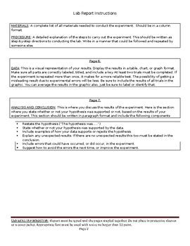 Formal Lab Report Instructions And Rubric By Wynn Clarke TPT