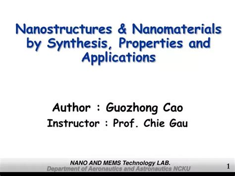 Ppt Nanostructures And Nanomaterials By Synthesis Properties And Applications Powerpoint