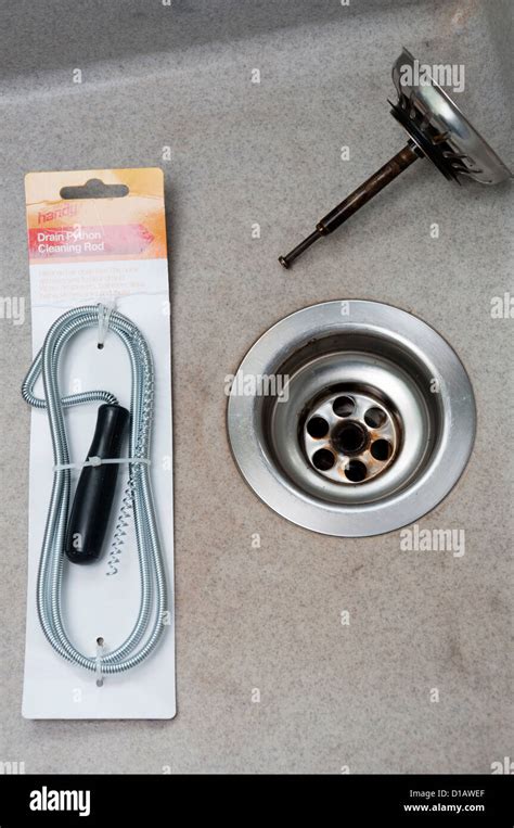 Drain Python Tool For Cleaning And Unblocking Sink Drains Stock Photo