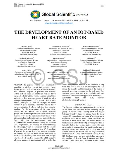 Pdf The Development Of An Iot Based Heart Rate Monitor