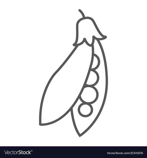 Pea Pod Thin Line Icon Vegetable And Diet Peas Vector Image