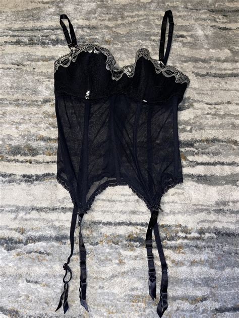 2008 Rare Victorias Secret Boned Black Lace Sexy Cors… Gem