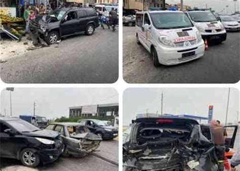 بالصور خمسة جرحى في حادث سير مروع على اوتوستراد حالات