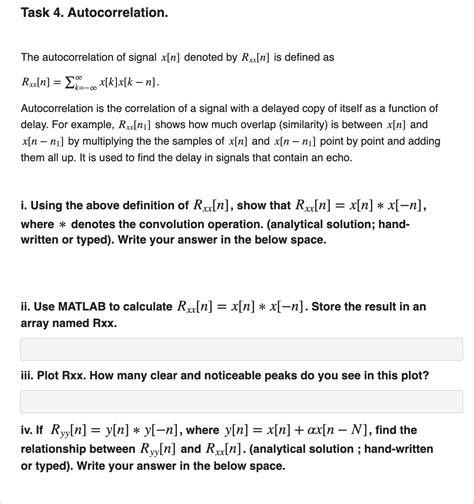 Solved Task 4 ﻿autocorrelationthe Autocorrelation Of