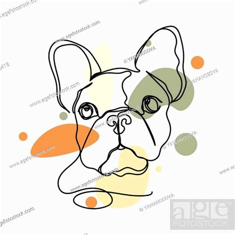 Vector Abstract Continuous One Single Simple Line Drawing Icon Of Puppy