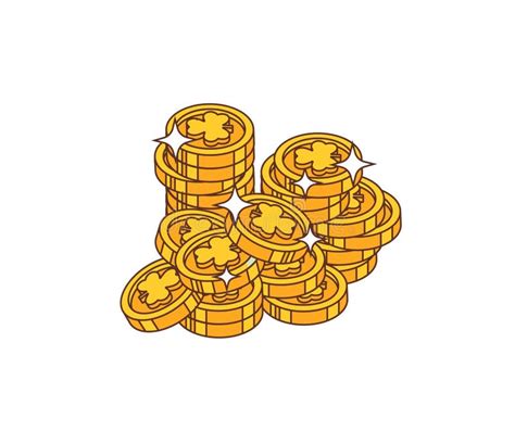 Cartoon Irish Golden Coins Stack St Patrick Day Stock Vector