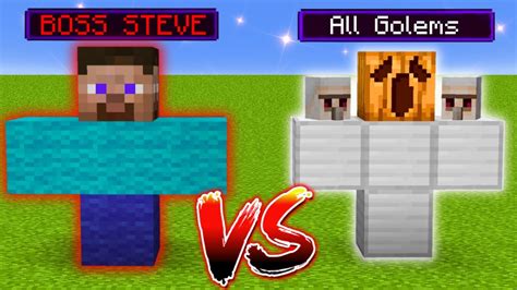 Boss Steve Vs All Golems Mob Battle In Minecraft Youtube