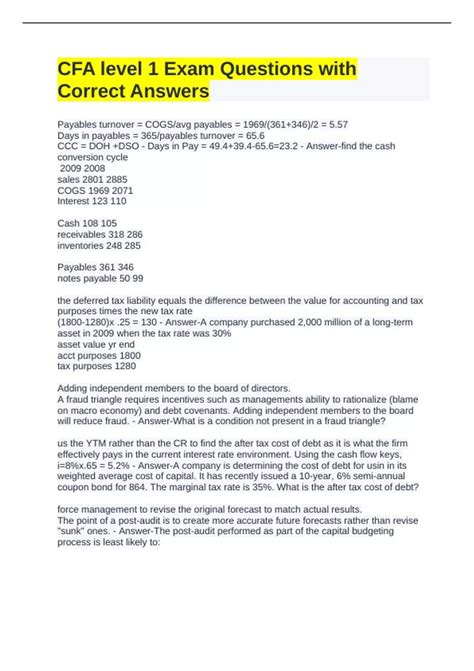 Cfa Level 1 Exam Questions With Correct Answers Cfa Stuvia Us