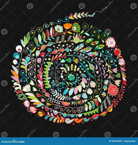 Floral And Spiral Patterns In Shades Of Black White And Beige