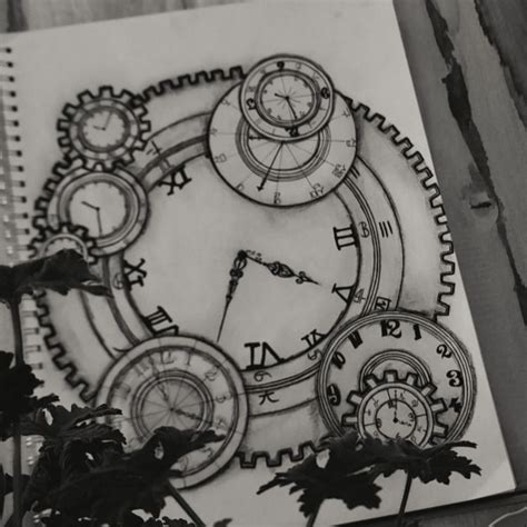 Time Drawing Ideas Clock Clock Gears Drawing Steampunk Clock Drawing