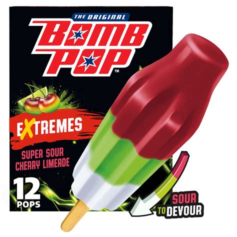 Bomb Pop Extremes Ice Pops Frozen Dessert Super Sour Cherry Limeade