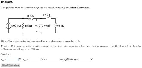 Solved This Problem About RC Transient Response Was Created Chegg