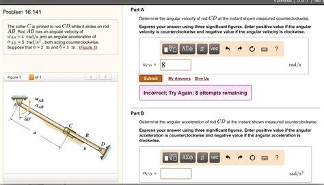 solved problem 16 141 part a determine the angular velocity of rod cd