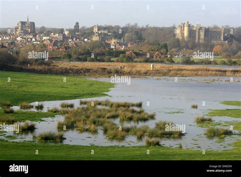 Arundel Castle And Town From Across The River Arun Sussex Gb Stock