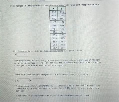 Solved Run A Regression Analysis On The Following Bivariate Chegg