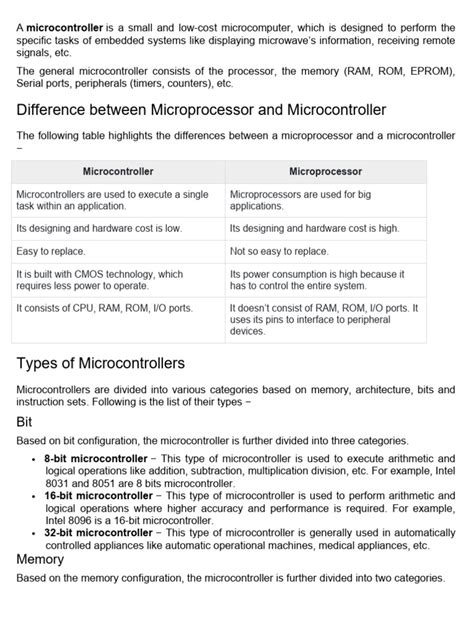 Microcontroller Basics And Types Explained Pdf