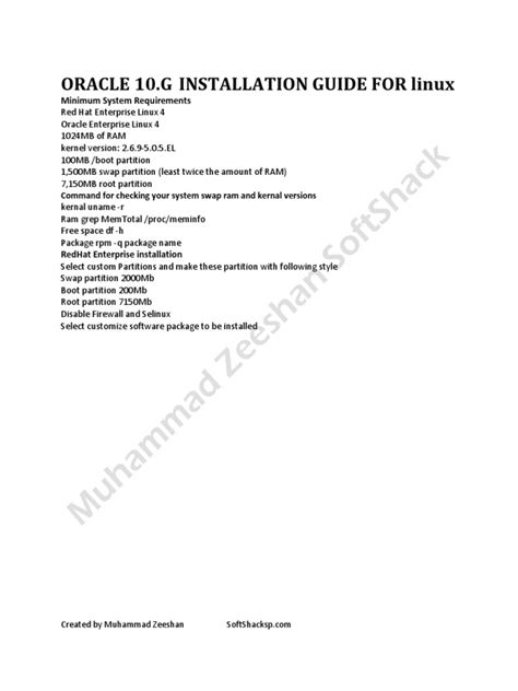oracle 10 g installation guide for linux minimum system requirements pdf oracle database