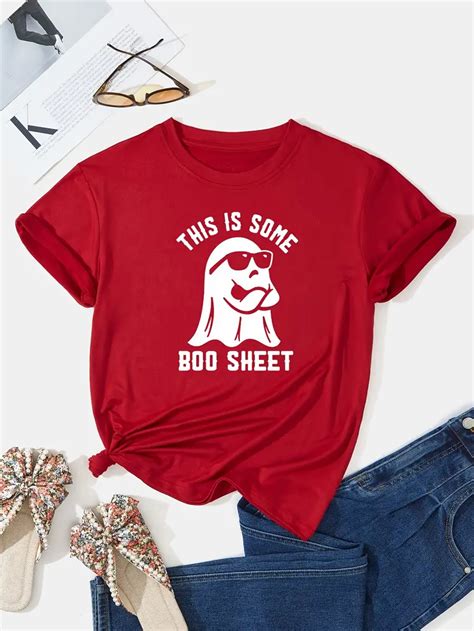 Halloween Casual T Shirt Plus Size Women S Plus Cute Ghost Temu Australia