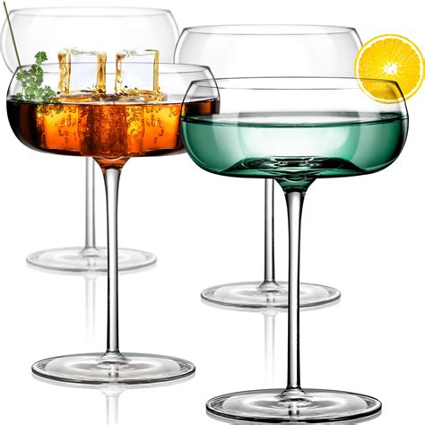 Unique Martini Glasses Set Of 4 8 Oz Crystal Round Art Deco
