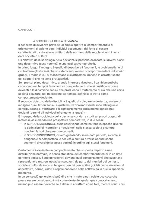 Capitolo 1 Riassunto Crimine E Devianza Sintesi Del Corso Di