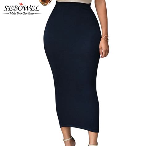 Sebowel Sexy Women Summer Bodycon Long Skirt Black High Waist Tight Maxi Skirts Female Club
