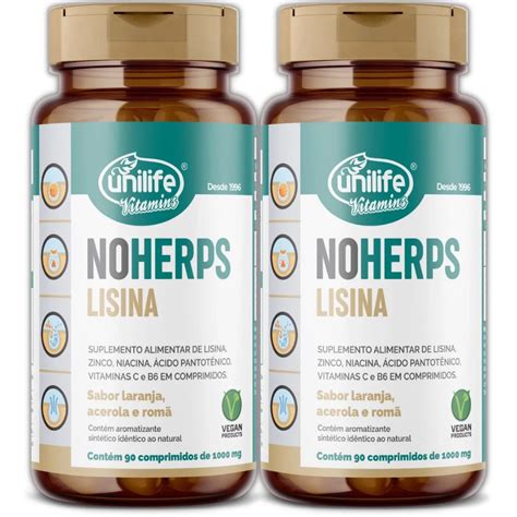 Kit 2 Noherps Lisina 180 Comp Vit C B3 B5 B6 Anti Herpes Shopee Brasil