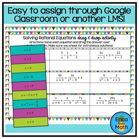 Solving Rational Equations Digital Activity Drag Drop Made By Teachers
