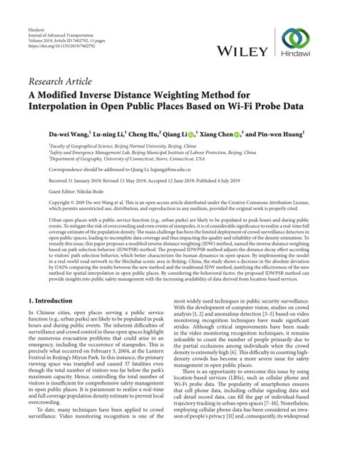 pdf a modified inverse distance weighting method for interpolation in