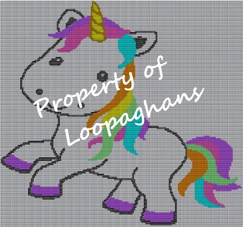 Unicorn Crochet Pattern Afghan Graph Loopaghans Custom Crochet And Ts