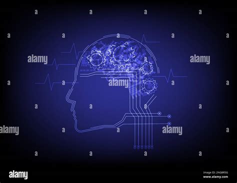 Concepts of brain artificial intelligence. Brain waves, brain network ...