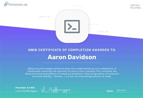 aaron d on linkedin completed the pentesterlab unix course