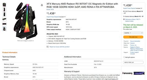 XFX MERCURY Radeon RX XT OC Magnetic Air Edition Models Appear On Amazon CA TechPowerUp