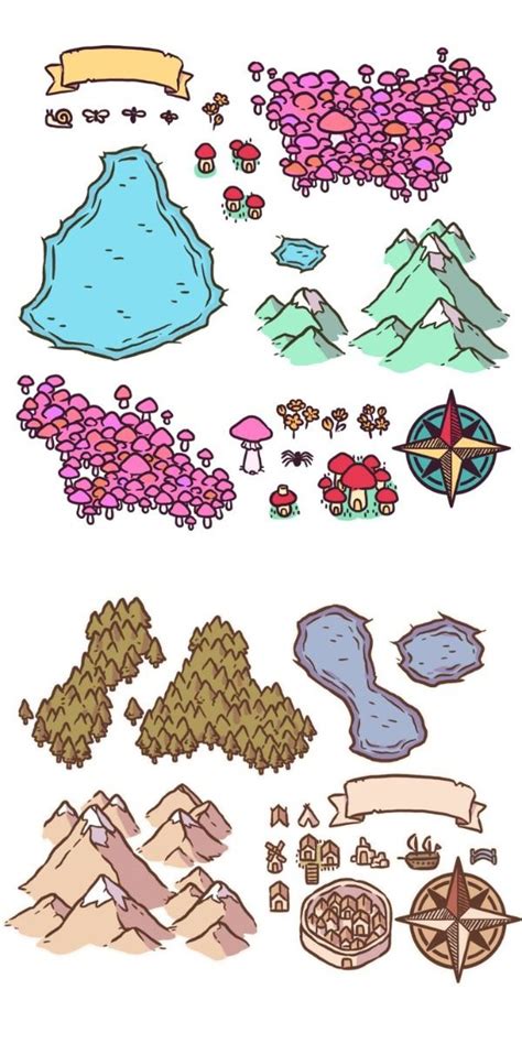 2d Assets To Make A Video Game Map With Lake Mountain Forest Artofit