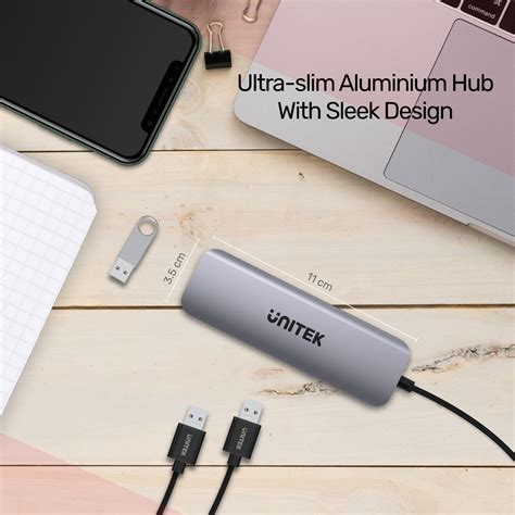 Unitek 6 In 1 Multi Port Hub With Usb C Connector Includes 3 X Usb A