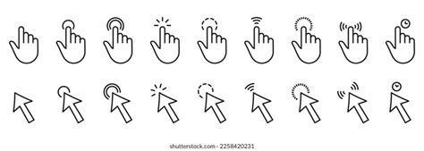 Mouse Pointer Line Icon Computer Cursor Stock Vector Royalty Free