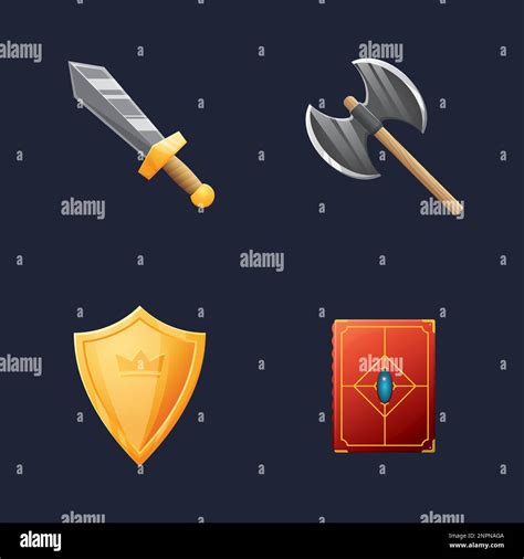 Game Ui Assets Set Gaming User Interface Icons Collection Vector Illustration Stock Vector