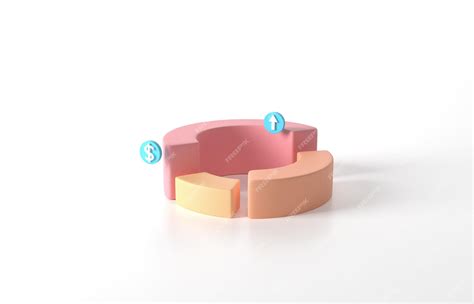 원형 다이어그램 그래프 아이콘 파스텔 배경에 간단한 3d 렌더링 비즈니스 금융 개념 거래 주식 암호화 관리 다채로운 차트 그래프 그림 3d 렌더링을 위아래로 이동 프리미엄 사진